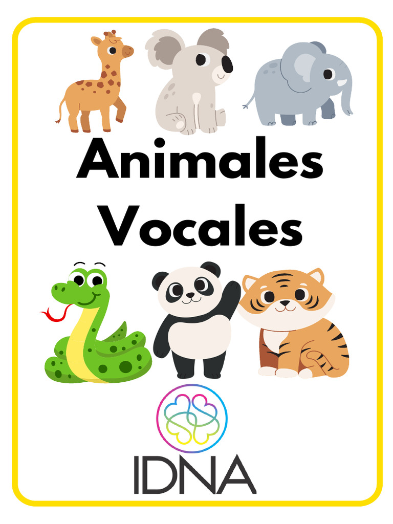 Animales para colorear y aprender vocales | PDF