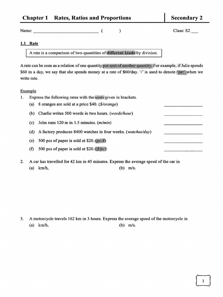 F2 Maths Ratio | PDF