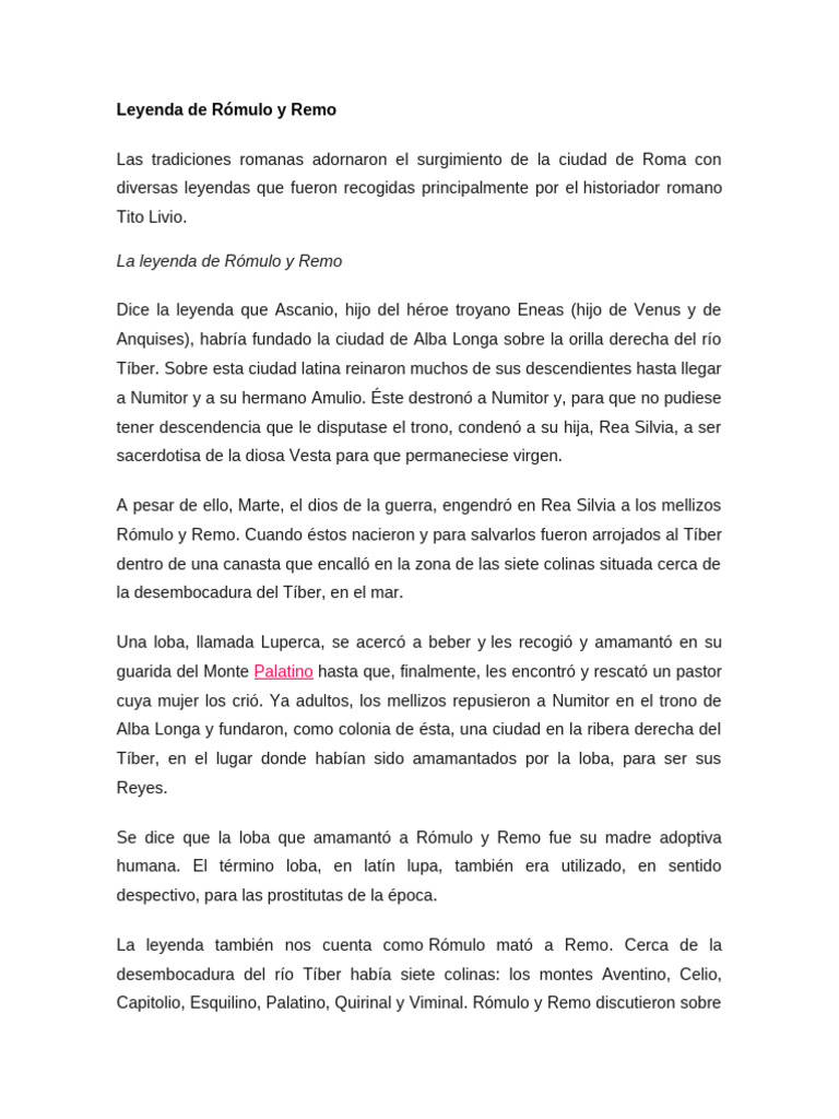Leyenda de Rómulo y Remo | PDF | imperio Bizantino | Romulus y Remus