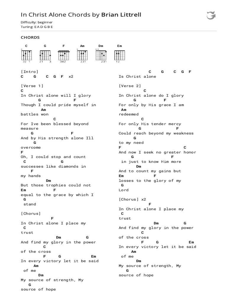 Brian Littrell's "In Christ Alone" Chords | PDF | Song Structure