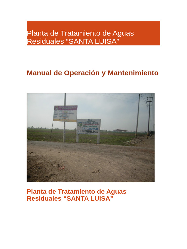 Manual de Operación y Mantenimiento - PTAR-2010 | PDF | Tratamiento de aguas residuales | Aguas ...