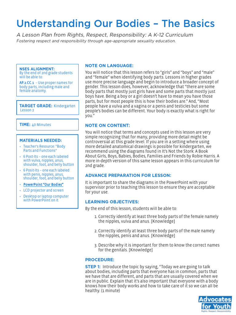 Body Parts Education for Kindergarten | PDF | Vagina | Sexual Anatomy