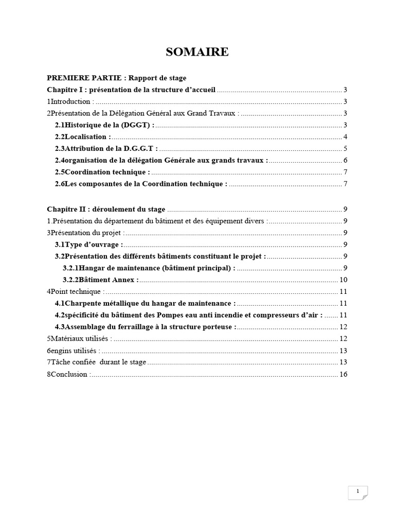 Rapport de stage à la DGGT | PDF | Béton