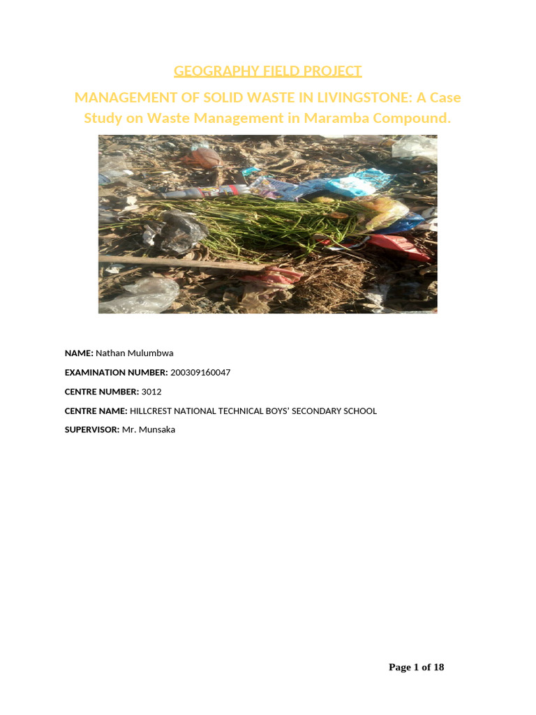 Solid Waste Management Field Project | PDF | Waste | Waste Management
