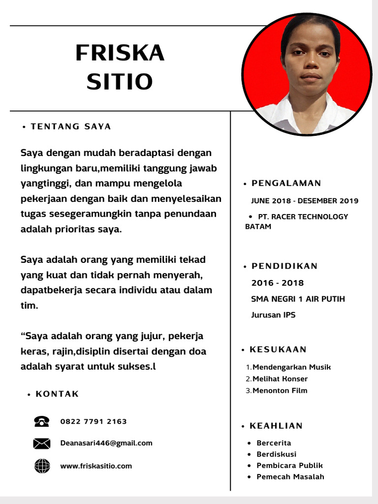 Friska Sitio: Tentang Saya | PDF