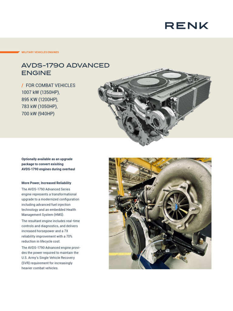 AVDS-1790 Advanced Engine | PDF | Engines | Horsepower