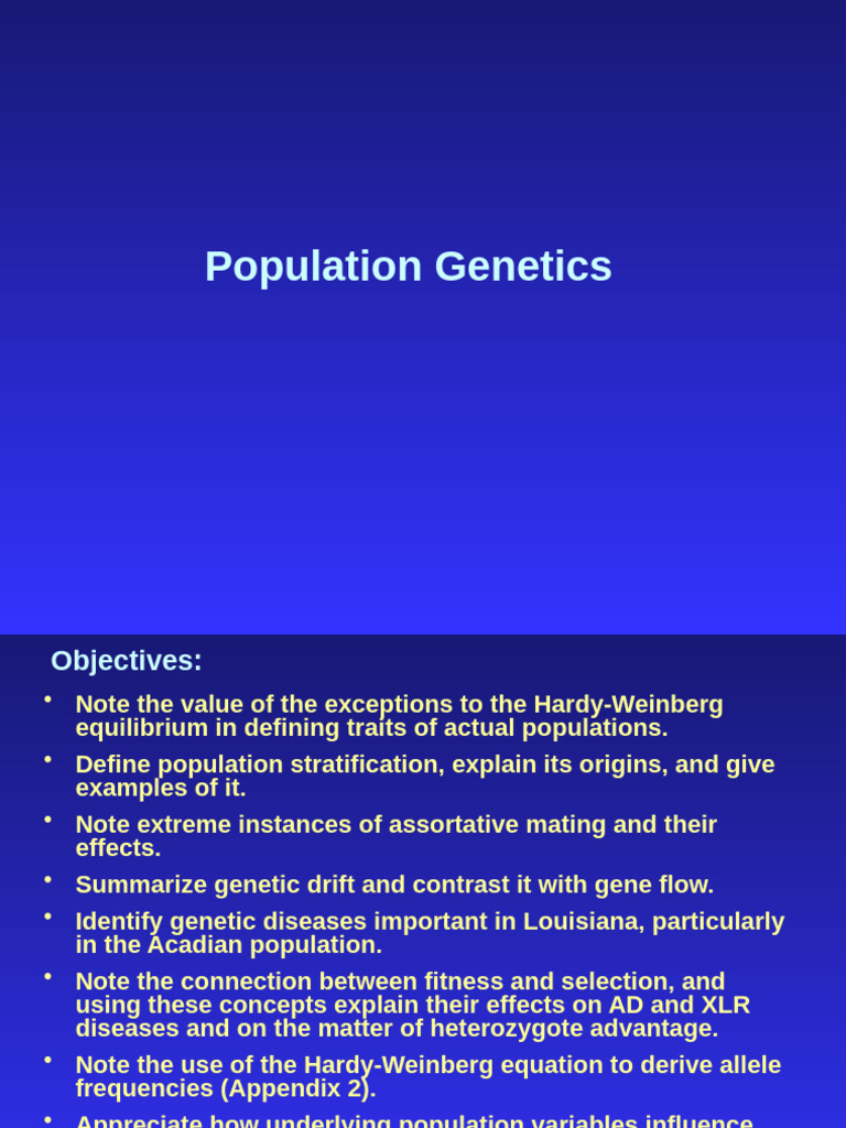 Lecture #69 - Population Genetics | PDF | Zygosity | Population Genetics