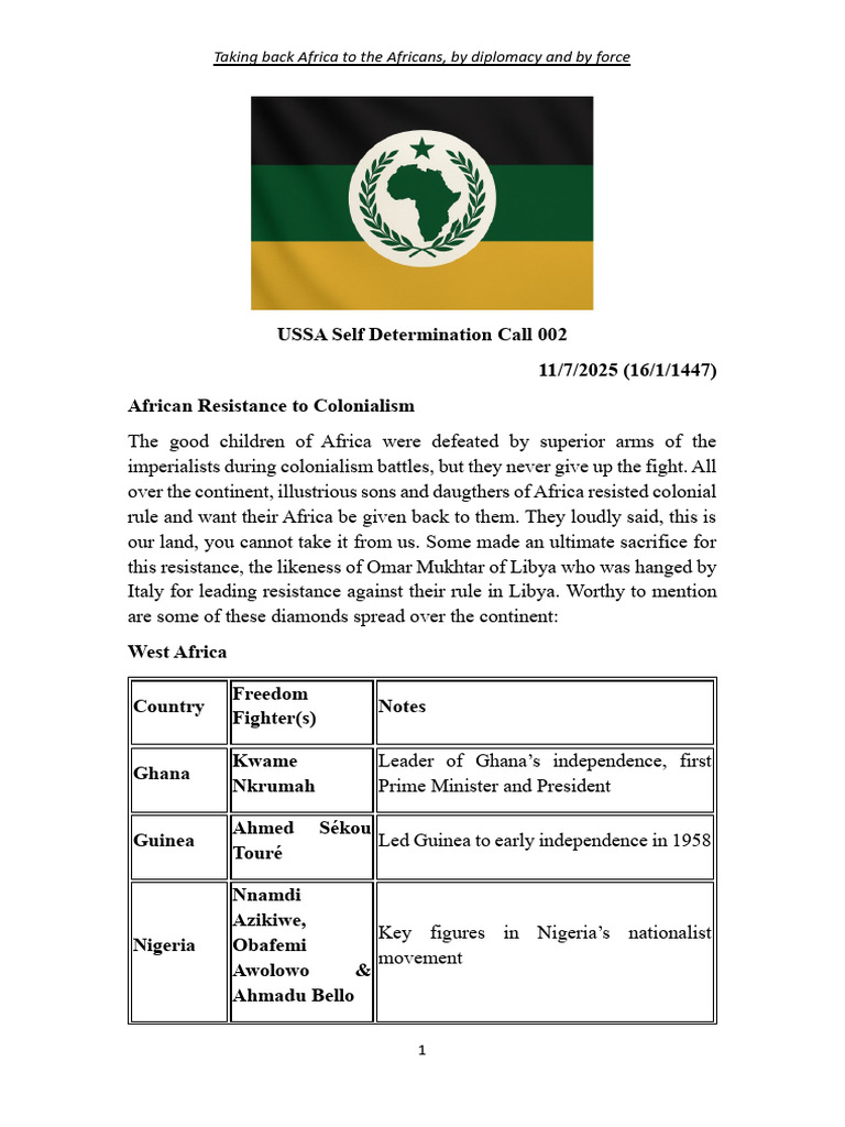 USSA Self Determination Call 002 | PDF | Metals | Ore