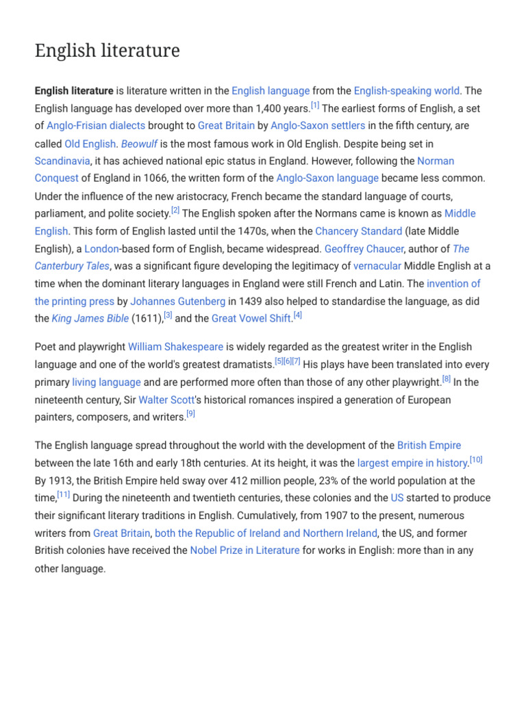 English Literature - Wikipedia | PDF | English Literature | William ...
