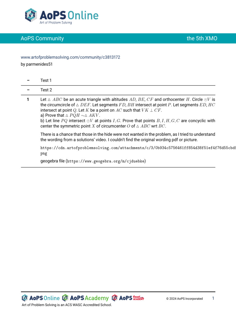 XMO 5: Triangle Geometry Proofs | PDF