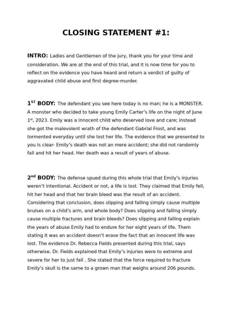 Closing Statement | PDF