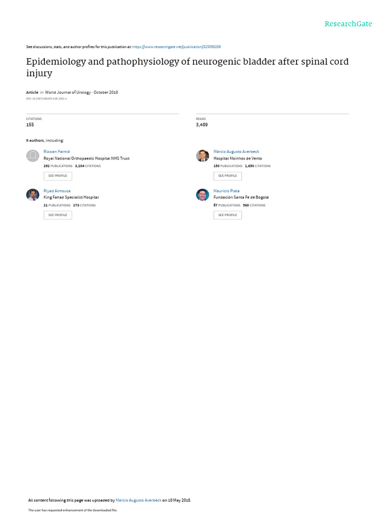 Epidemiology and Pathophysiology of Neuroge | PDF | Urination | Urinary ...