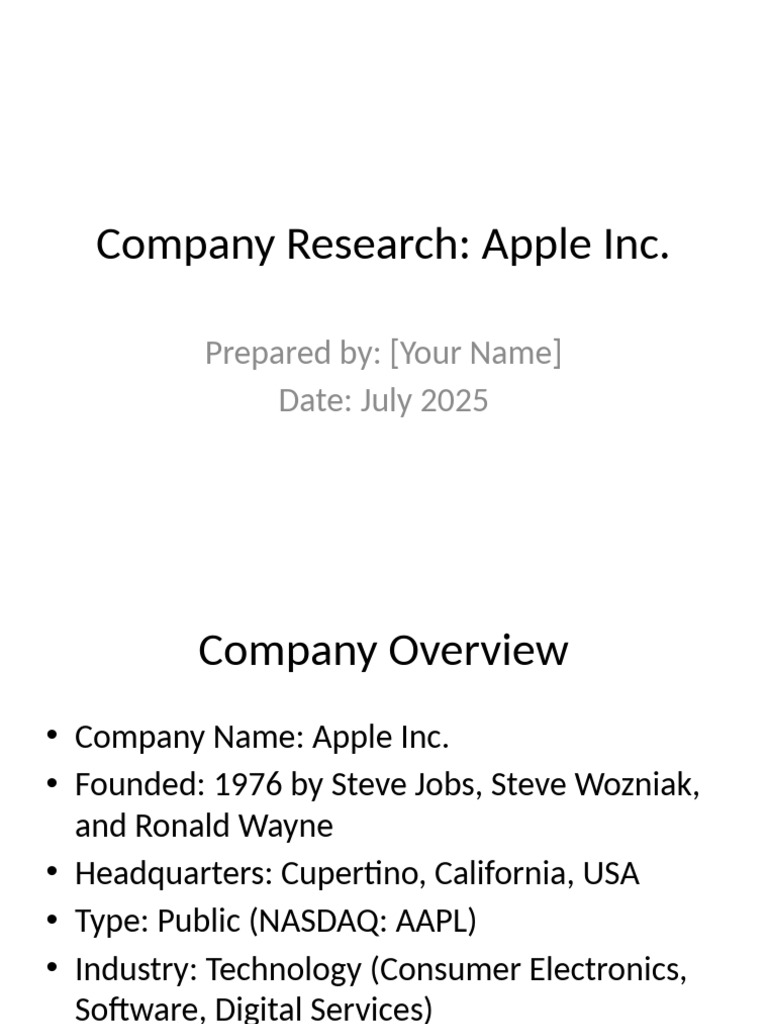Apple Company Research PPT-1 | PDF | Apple Inc.