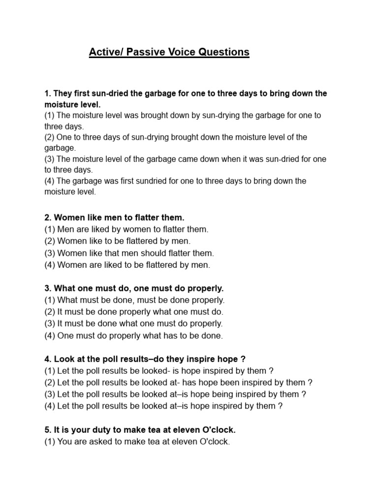 Active and Passive Voice Exercises | PDF