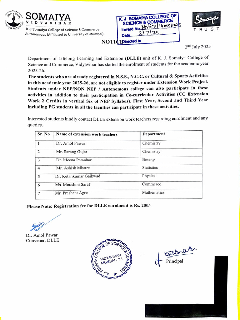 DLLE Enrollment Notice 2025-26 | PDF