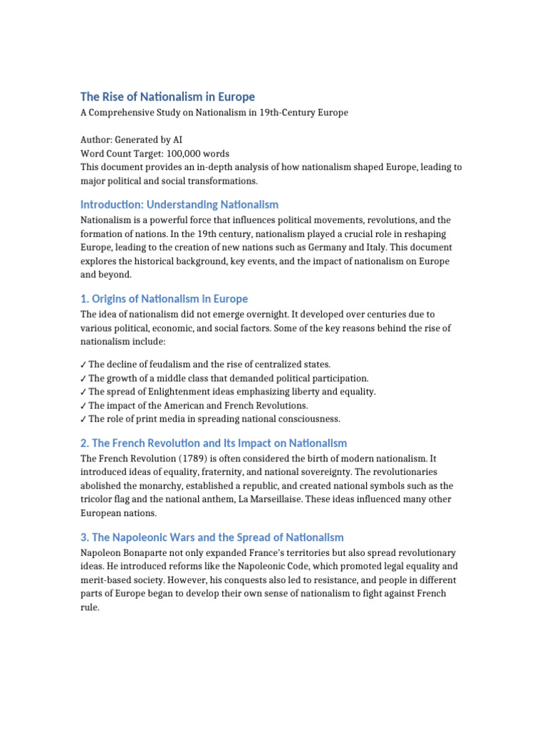 Nationalism's Impact on 19th-Century Europe | PDF