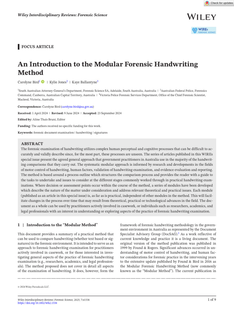 Modular Forensic Handwriting Method | PDF | Forensic Science | Sampling ...
