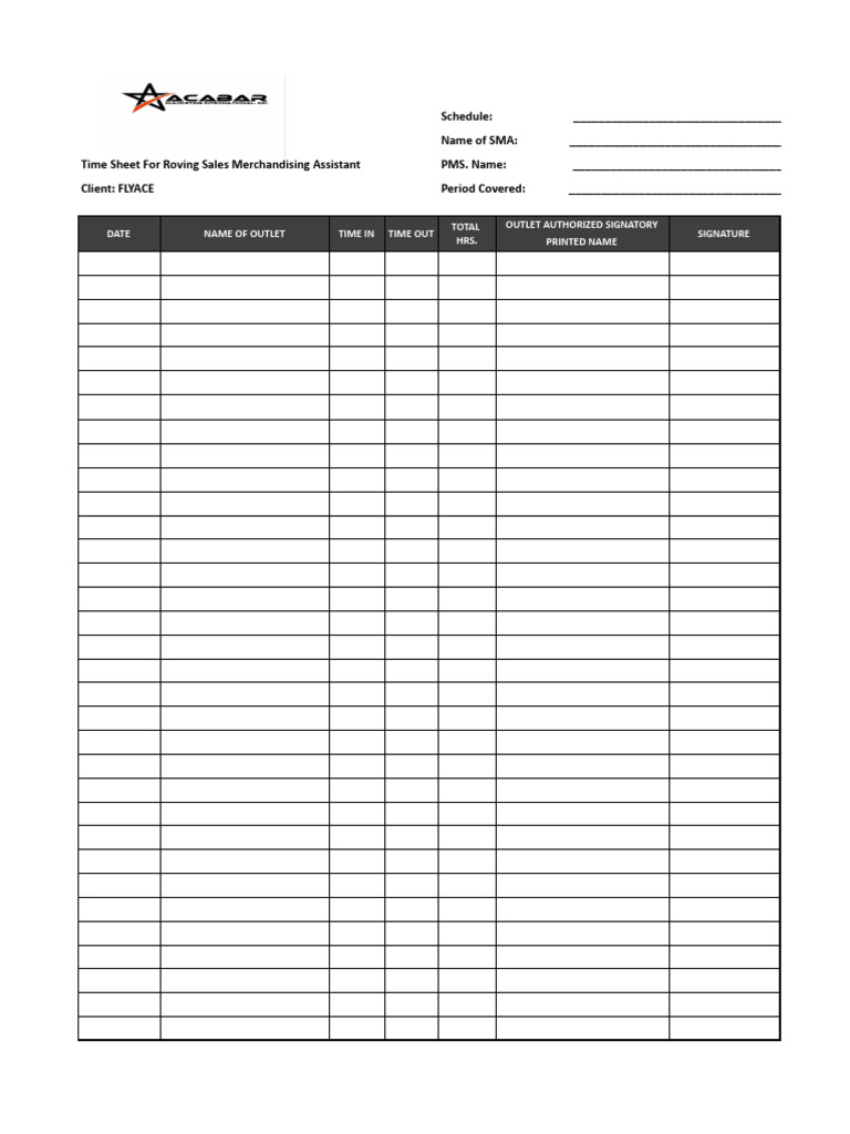 Roving Time Sheet 1 | PDF