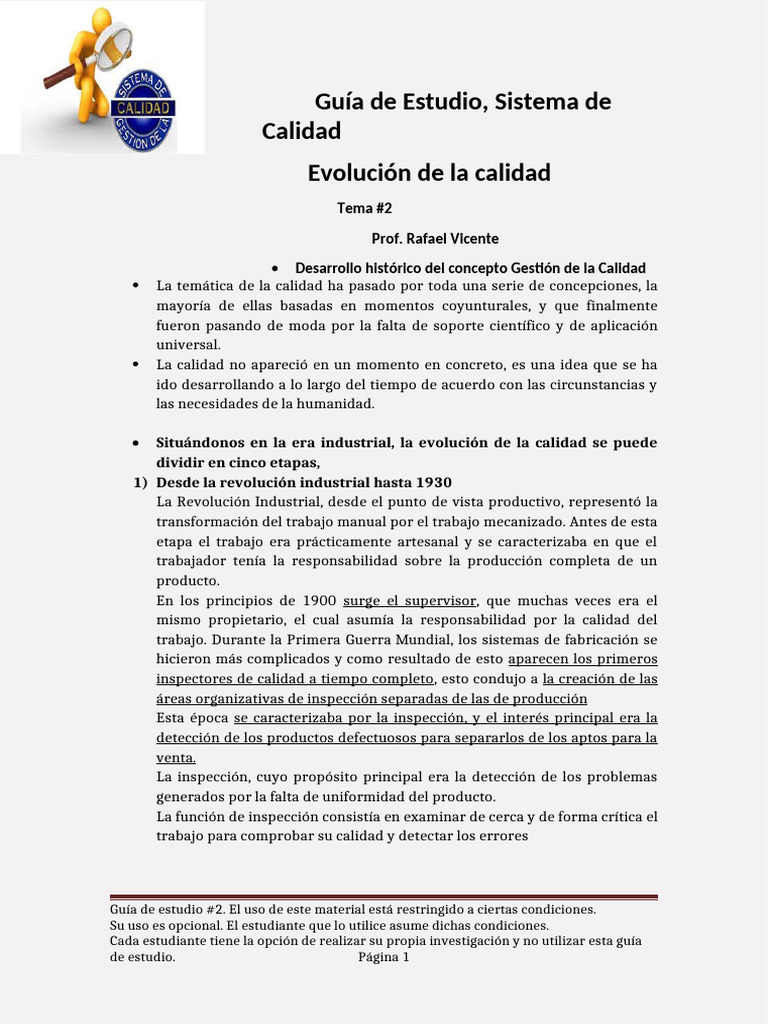 Tema No. - 2 Conceptos y Evolucion Historica de La Calidad | PDF | Calidad (comercial) | Business