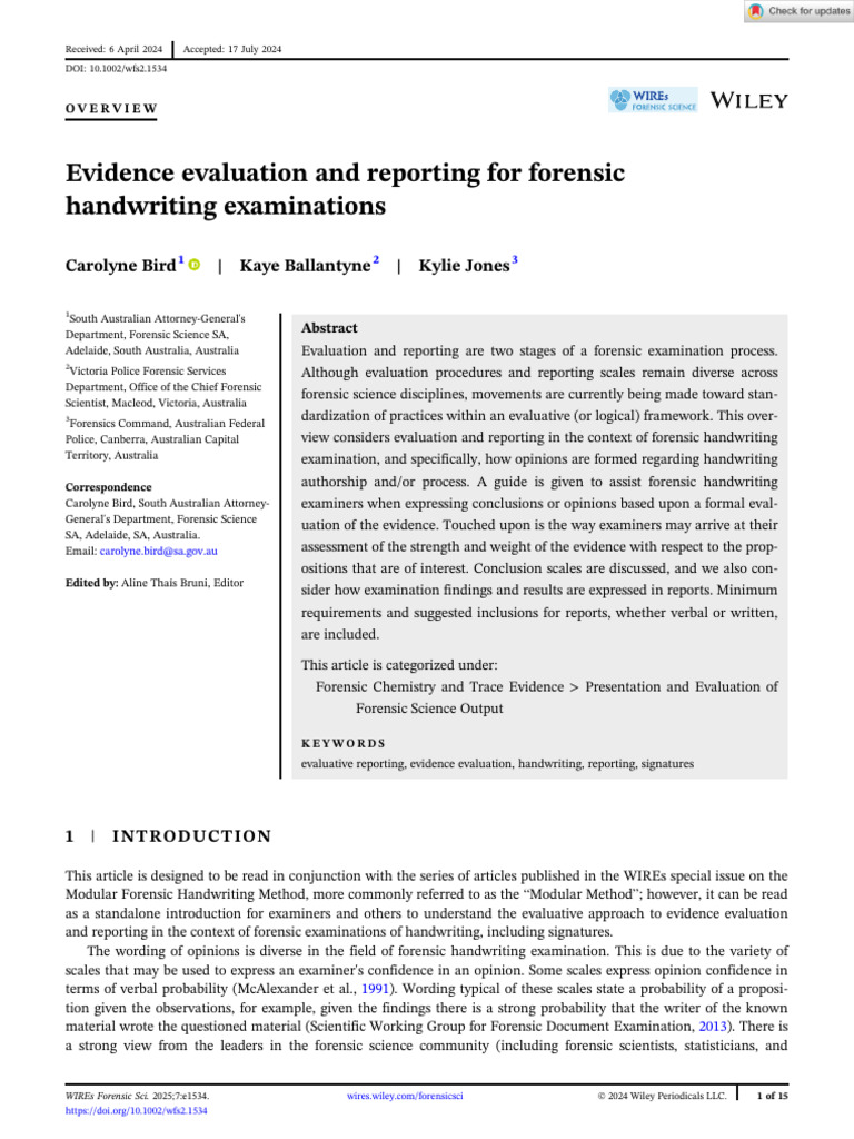 Forensic Handwriting Evidence Reporting Guide | PDF | Evidence ...
