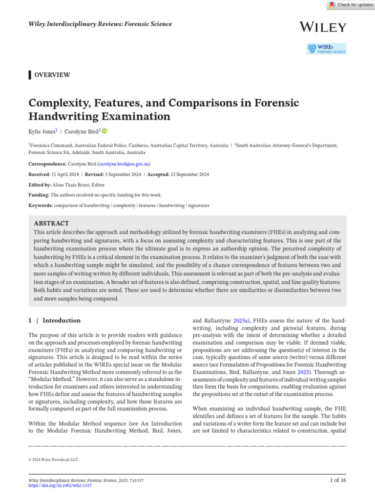 Forensic Handwriting Examination Insights | PDF | Complexity | Forensic ...