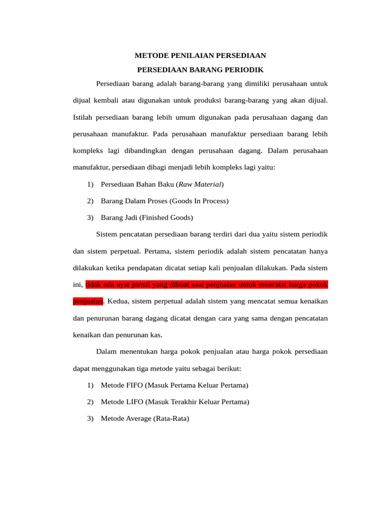 Metode Penilaian Persediaan | PDF