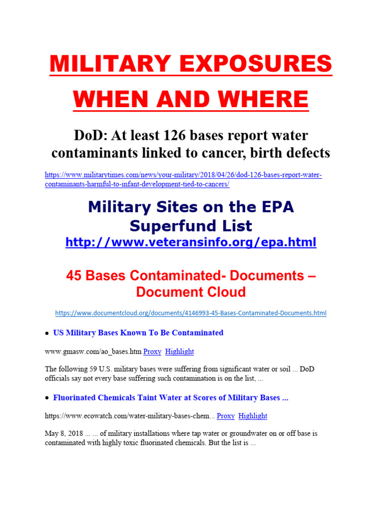 Contaminated Military Bases Overview | PDF | Superfund | Human Impact ...