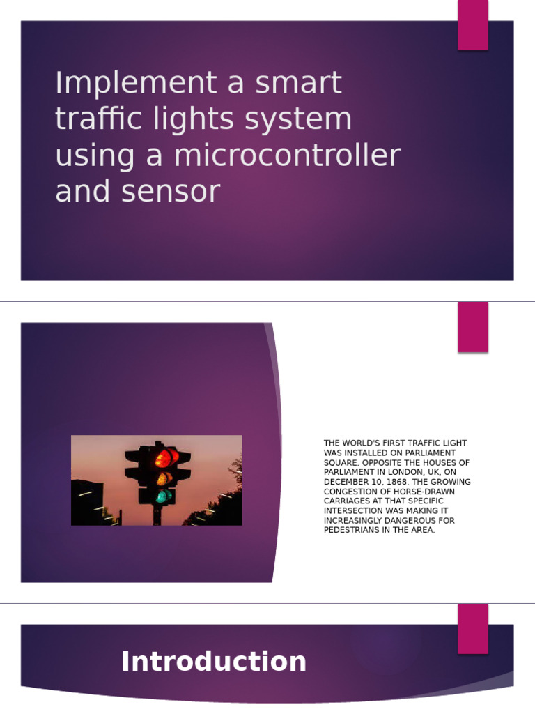 Implement A Smart Traffic Lights System Using A | PDF | Traffic ...