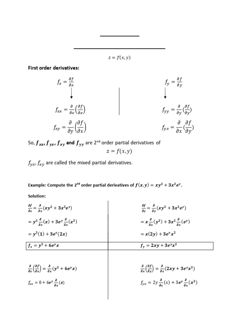 Second Order Partial Derivatives Explained | PDF | Mathematical ...