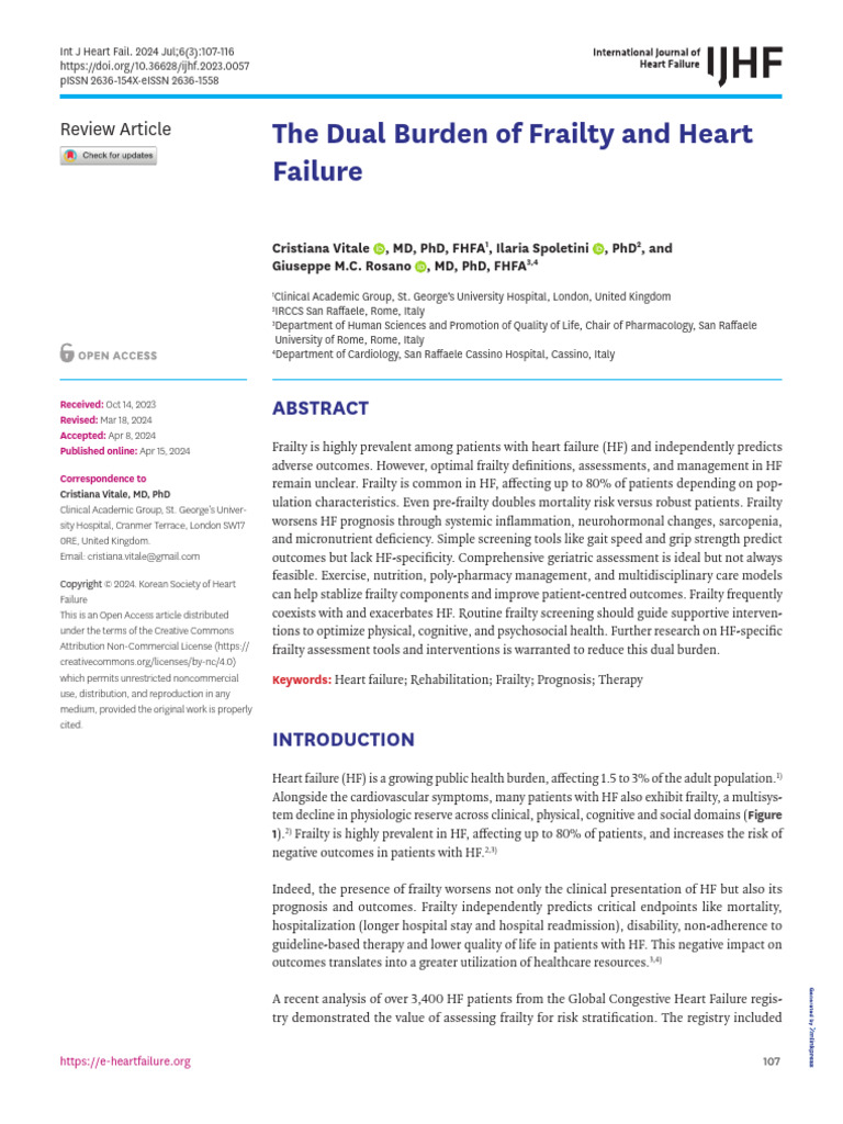 The Dual Burden of Frailty and Heart Failure | PDF | Heart Failure ...