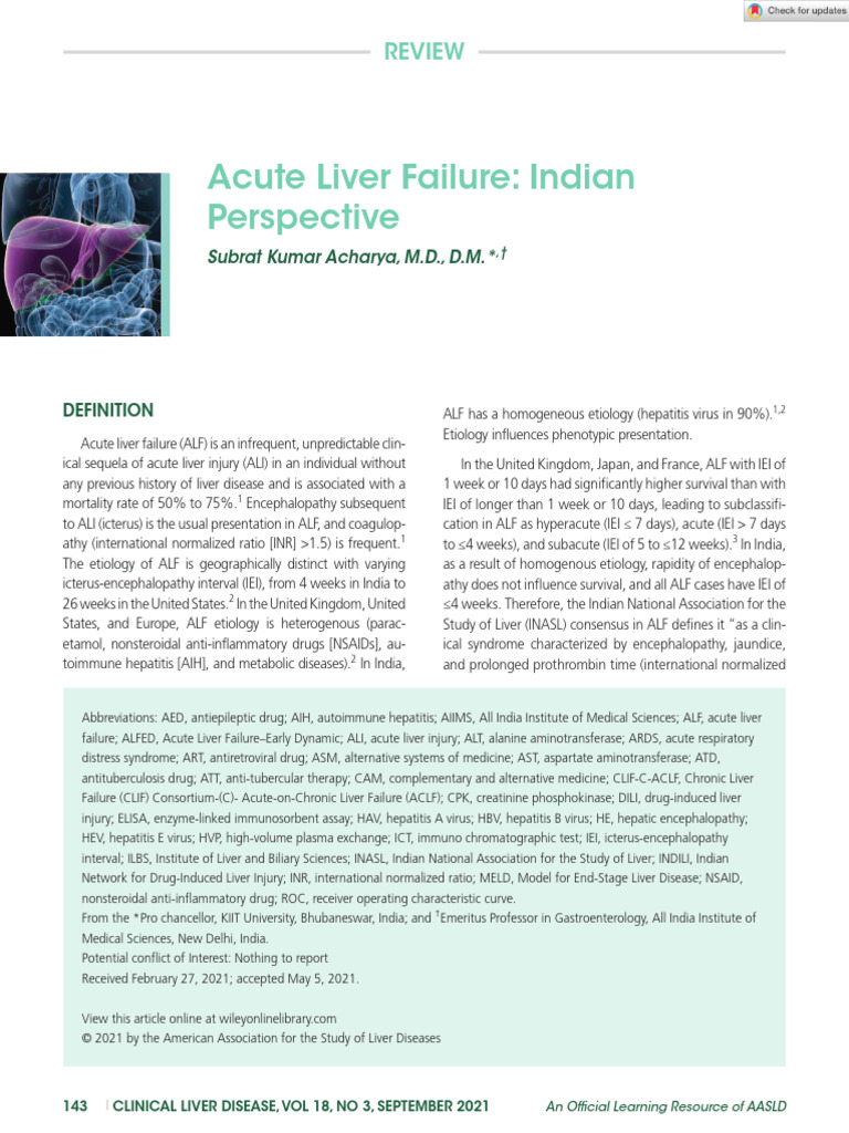 Acute Liver Failure Management in India | PDF | Hepatitis | Medical ...
