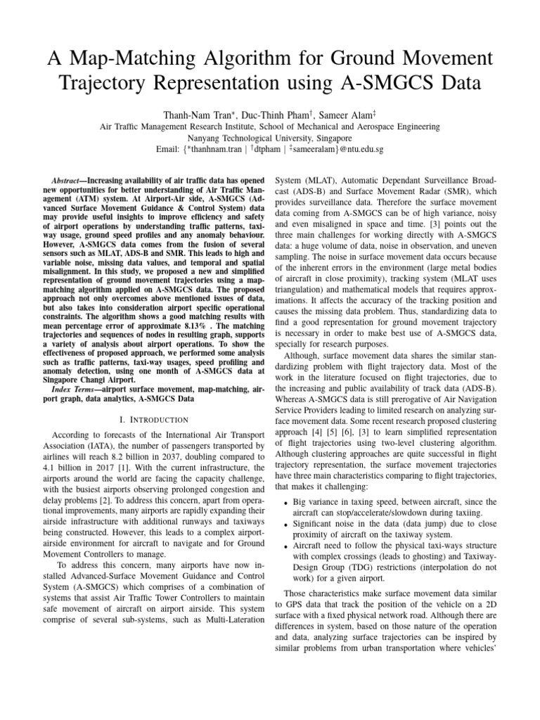 A Map-Matching Algorithm for Ground Movement Trajectory Representation ...
