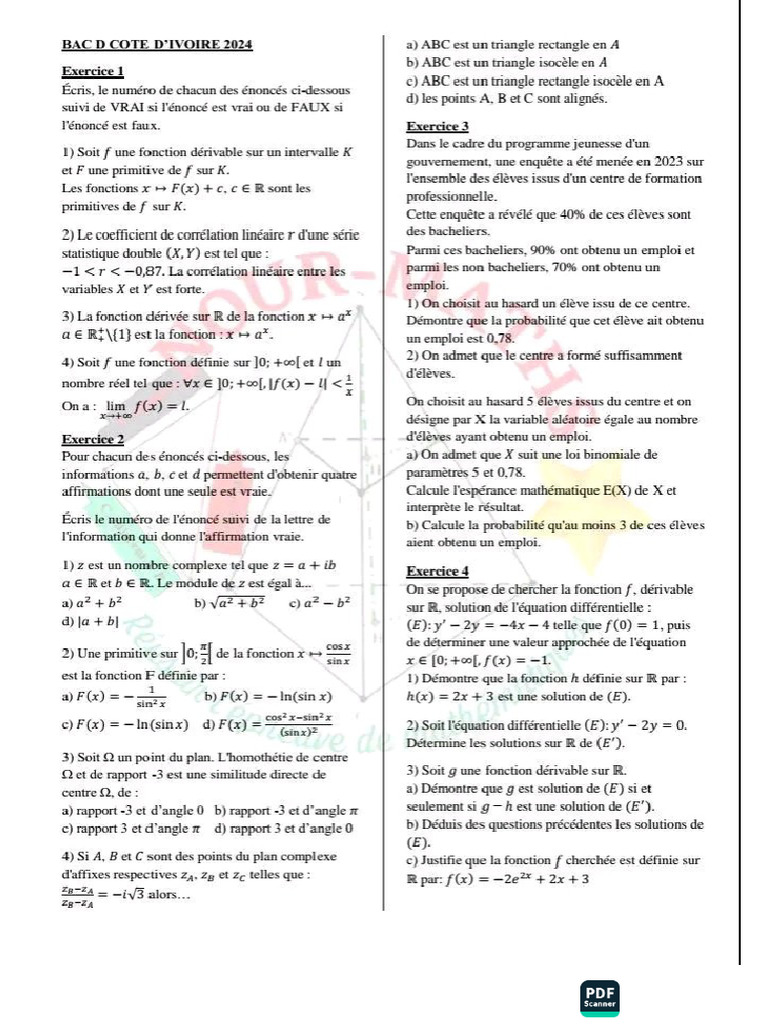 Quelques Sujets Corrigés de Maths 2 | PDF