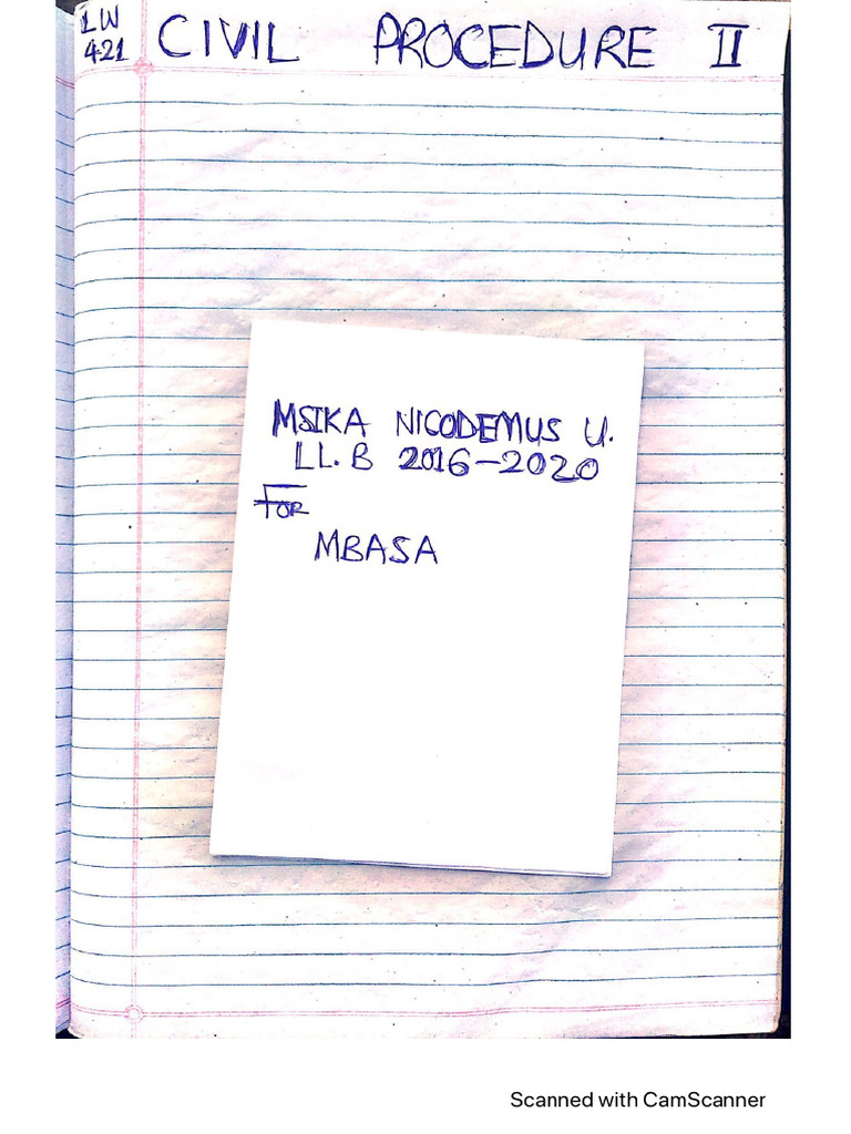 Civil Procedure II Notes. Lw 421 | PDF