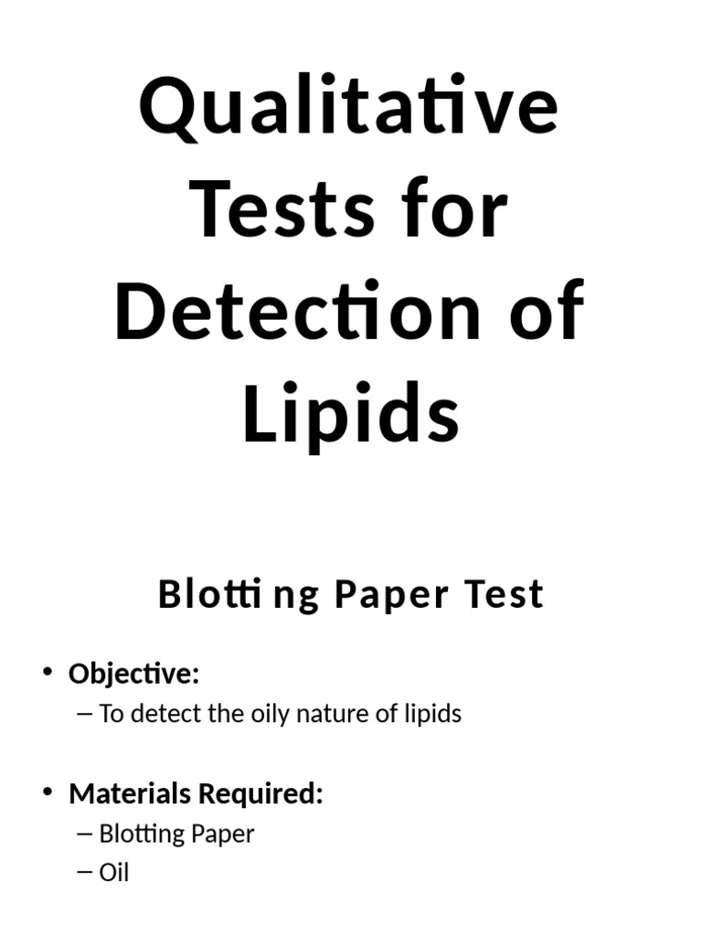Detection of Lipids | PDF