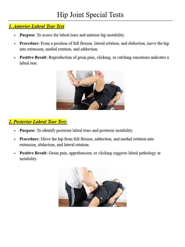 Lab 6 - Hip Joint Special Tests Part 2 | PDF | Anatomical Terms Of ...