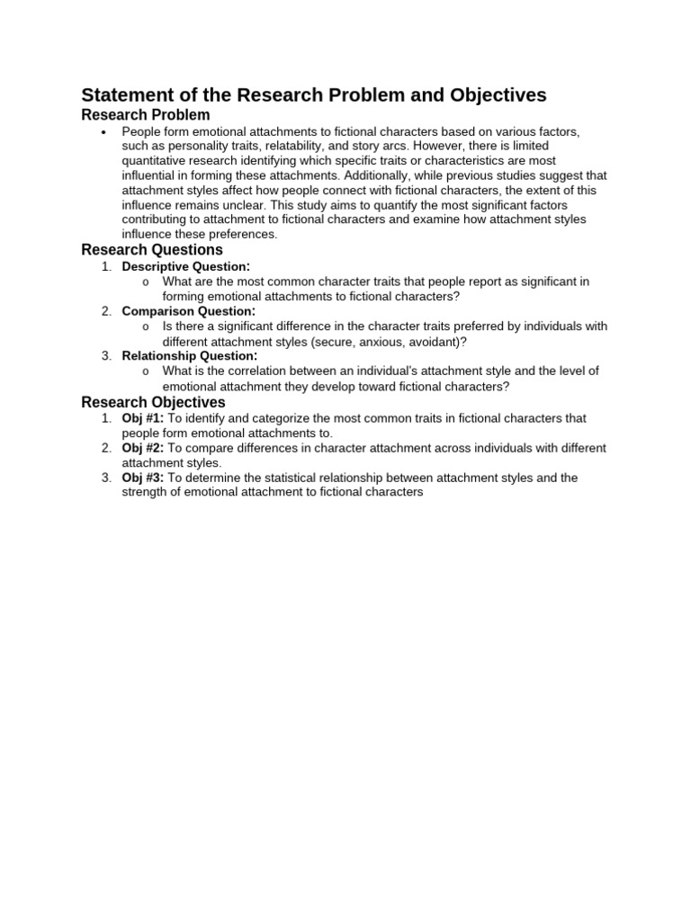 Statement of The Research Problem and Objectives | PDF