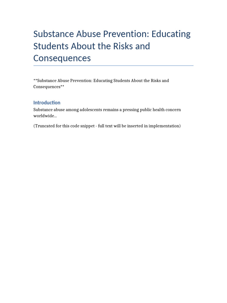 Substance Abuse Prevention Education | PDF