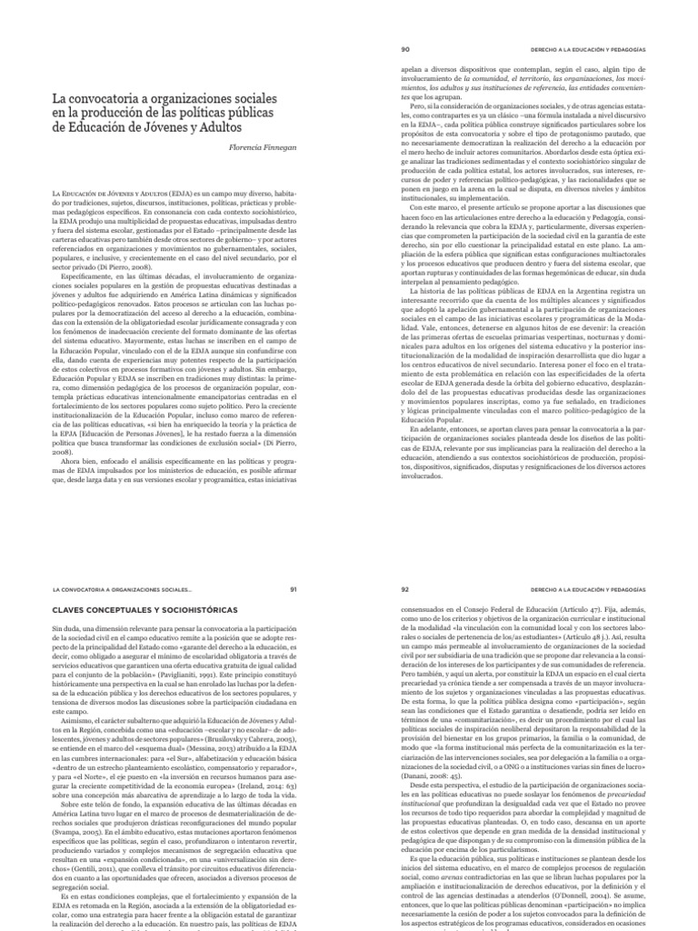 Convocatoria a Organizaciones en EDJA | PDF | Institución | El ...