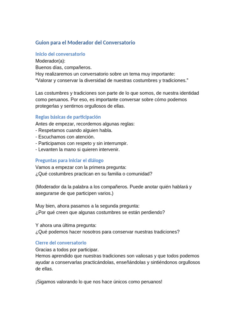 Guion_Moderador_Conversatorio | PDF