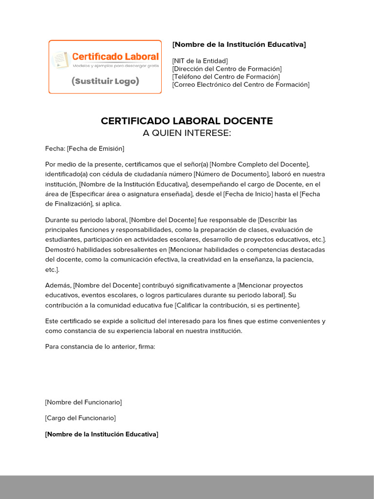 Certificado Laboral Docente | PDF
