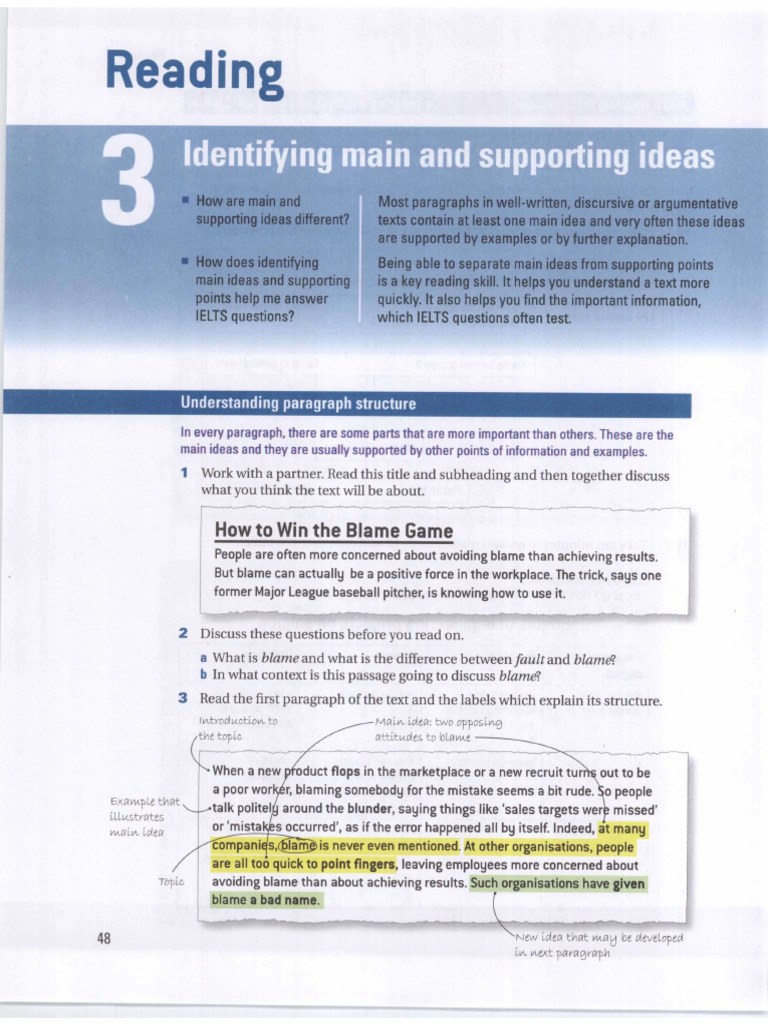Reading - U3 - Identifying Main and Supporting Ideas | PDF
