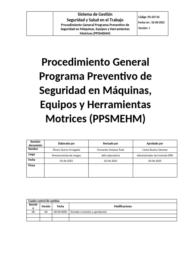 Formato Procedimiento General Propio | PDF | Seguridad y salud ...