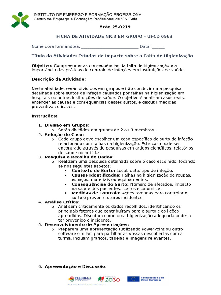 Ficha de Atividade Nr.3 - UFCD 6563 | PDF | Infecção | Desenvolvimento ...