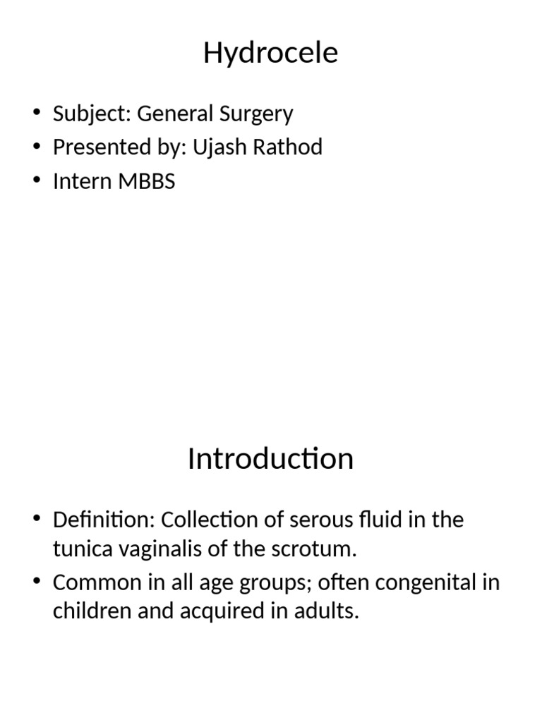 Hydrocele Overview and Surgical Options | PDF
