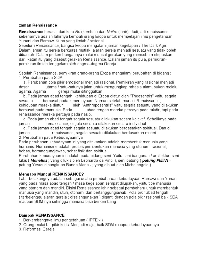 Zaman Renaissance | PDF
