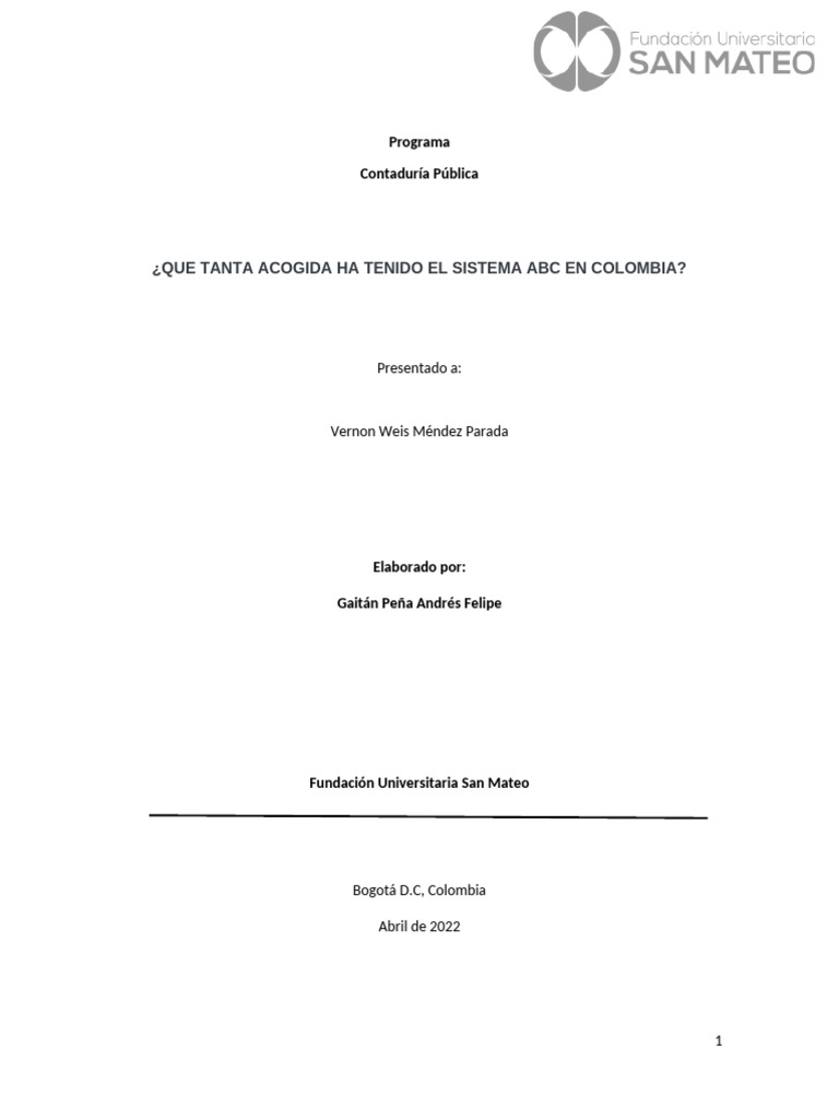 Acogida del Sistema ABC en Colombia | PDF | Business | Economias