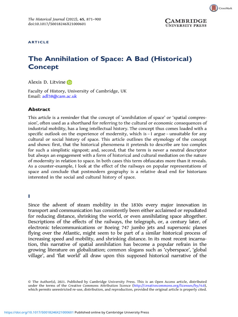 The Annihilation of Space A Bad Historical Concept | PDF | Space | Karl ...