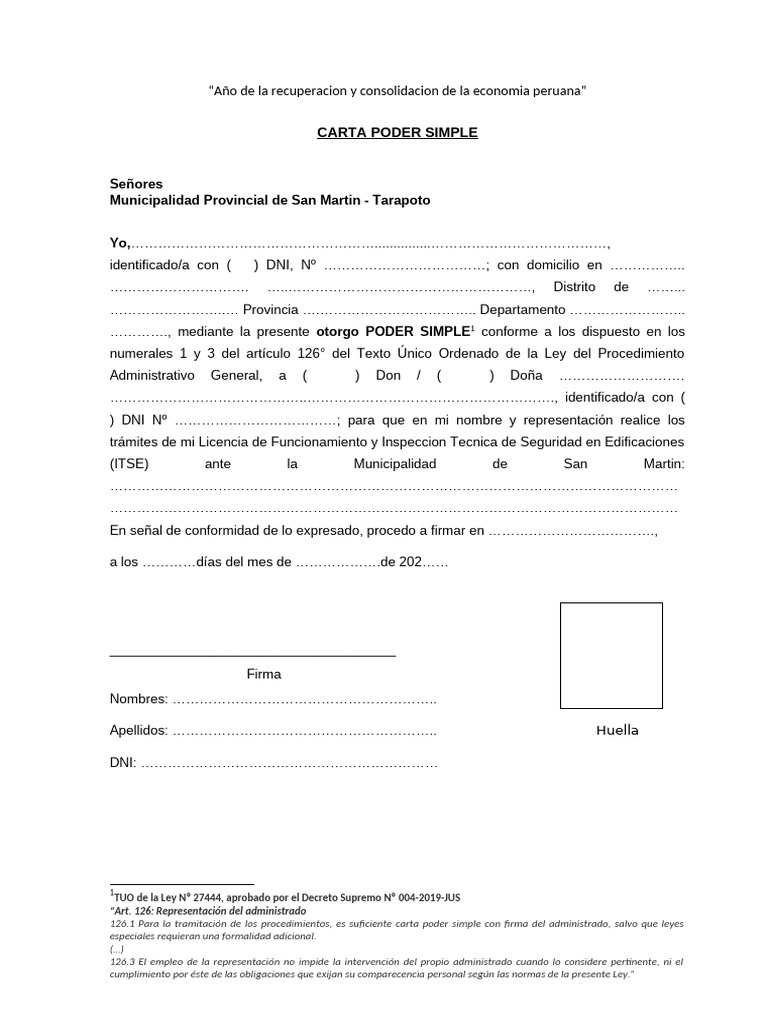 Modelo de Carta Poder Simple 2025 | PDF