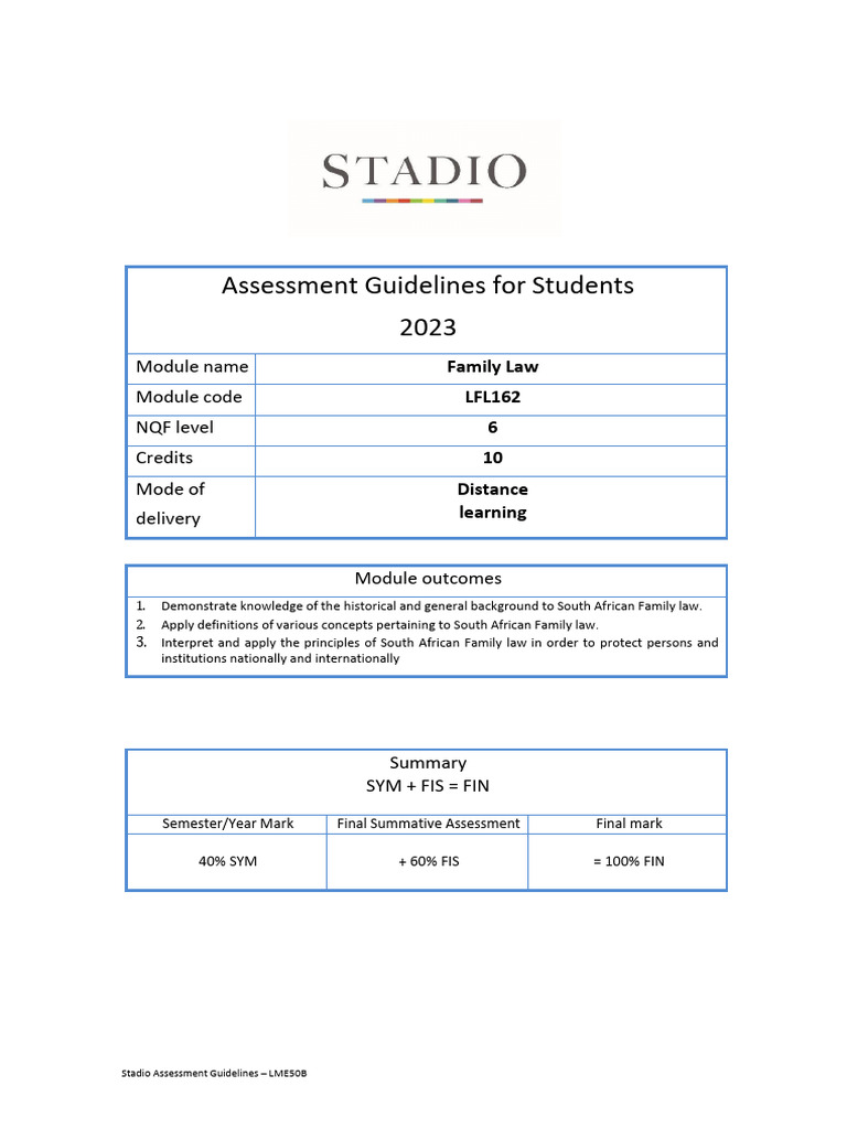 LFL162 Assessment Guidelines 2023 01 | PDF | Multiple Choice